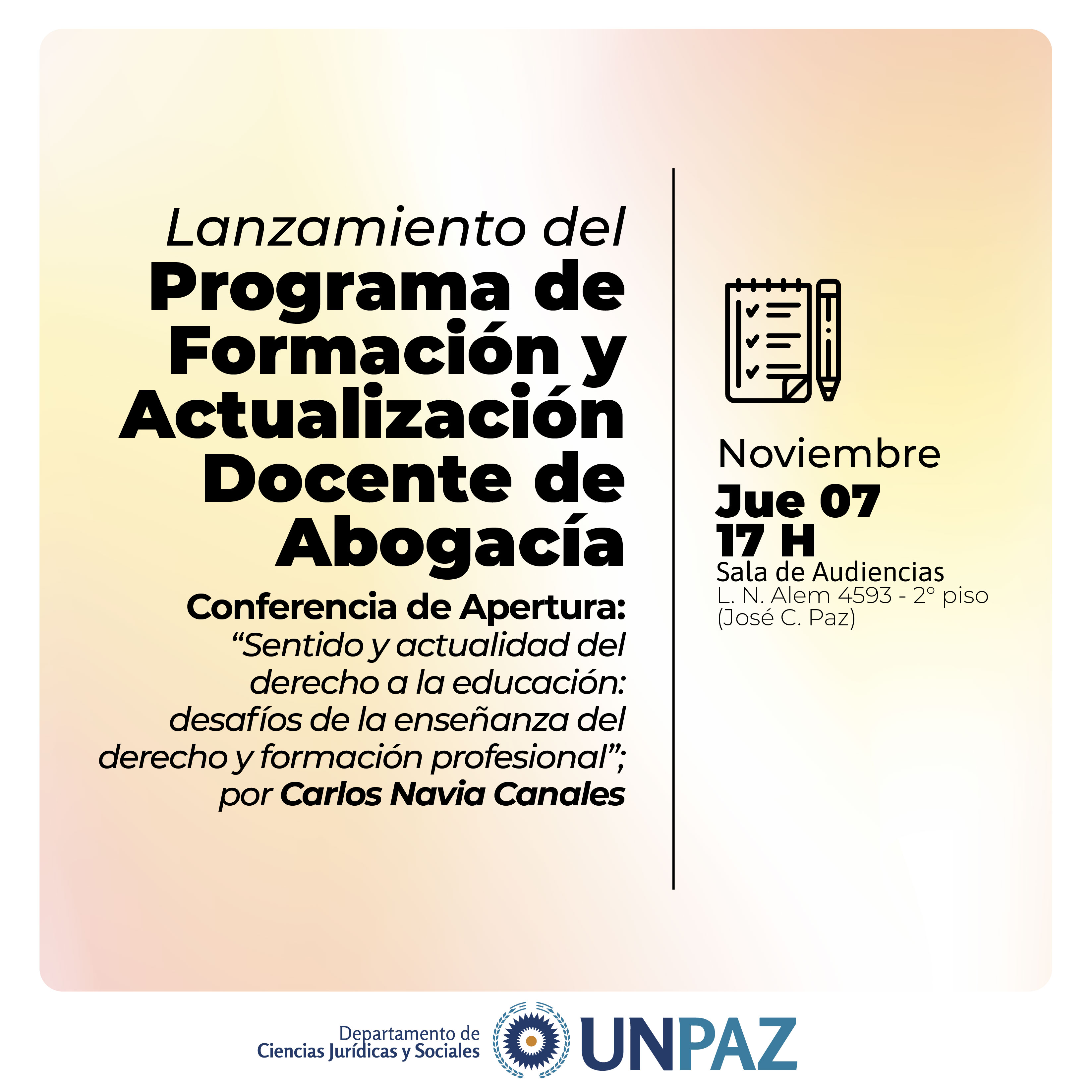 Lanzamiento del Programa de Formación y Actualización Docente de Abogacía | Departamento de ...